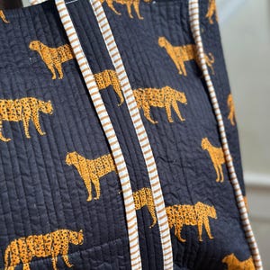 Black Cheetah Block Print Tote - Etsy
