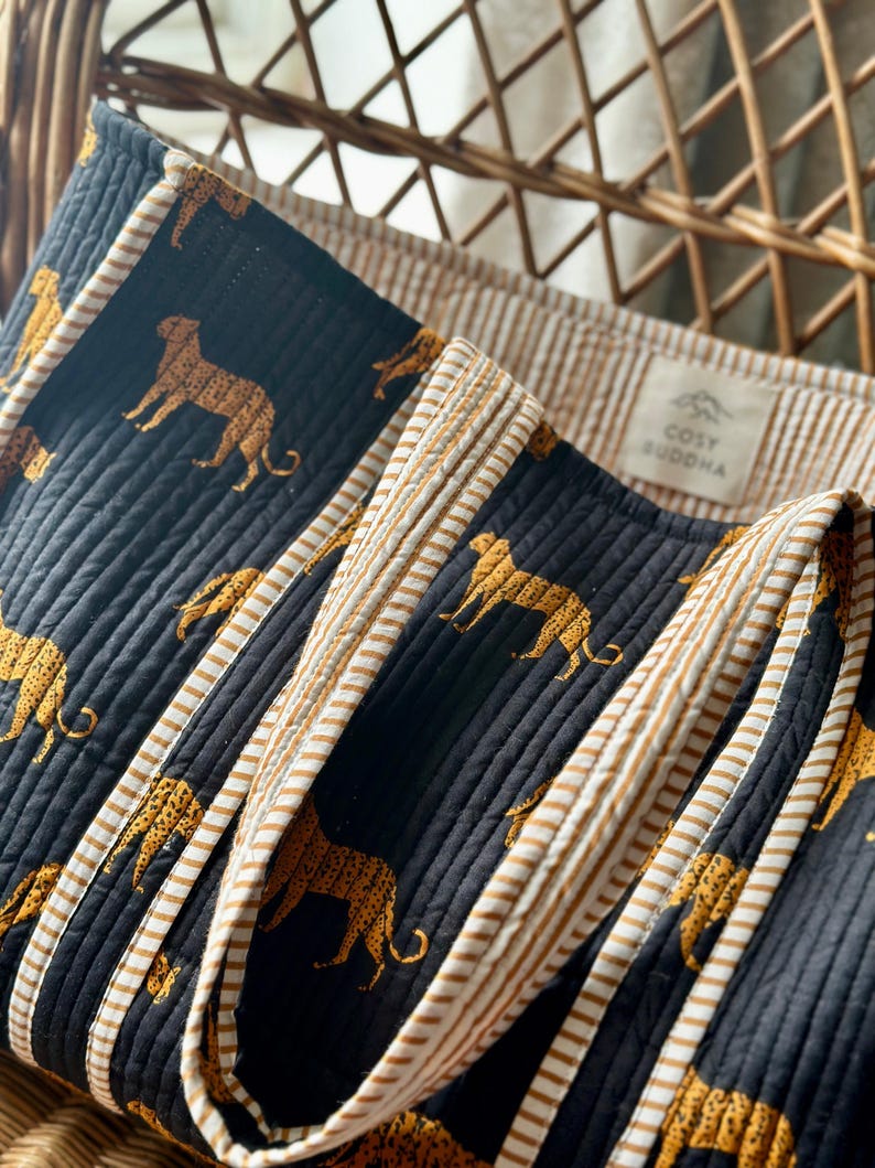 Black Cheetah Block Print Tote - Etsy