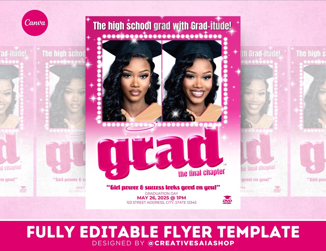 Graduation Movie Poster Flyer | Class of 2025 Canva Template - Etsy
