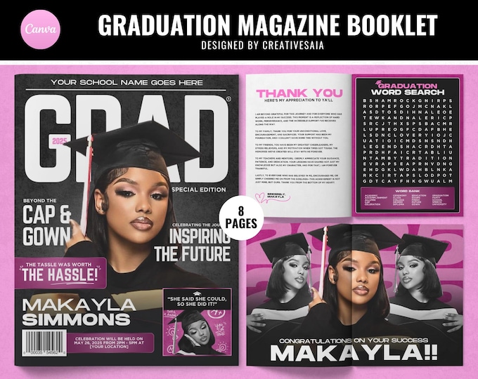 Graduation Magazine Template | Senior Graduation Invitation | Senior ...