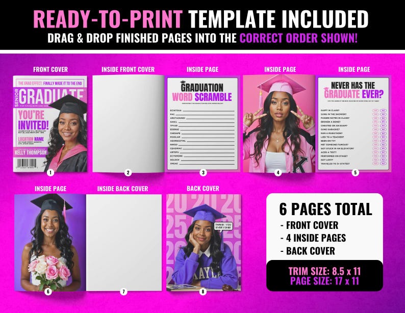Graduation Magazine + Activity Booklet | Customizable DIY Booklet | 6 ...