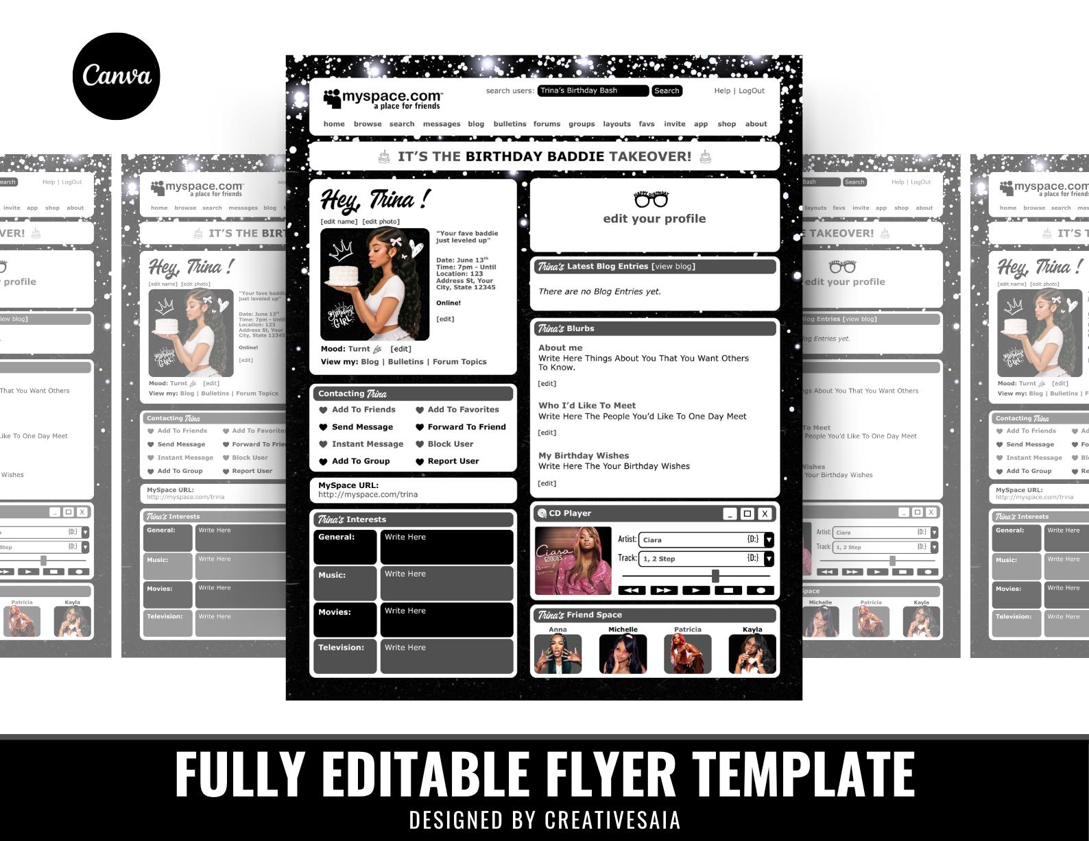 Y2K Myspace Birthday Flyer | Customizable Social Media Invitation ...