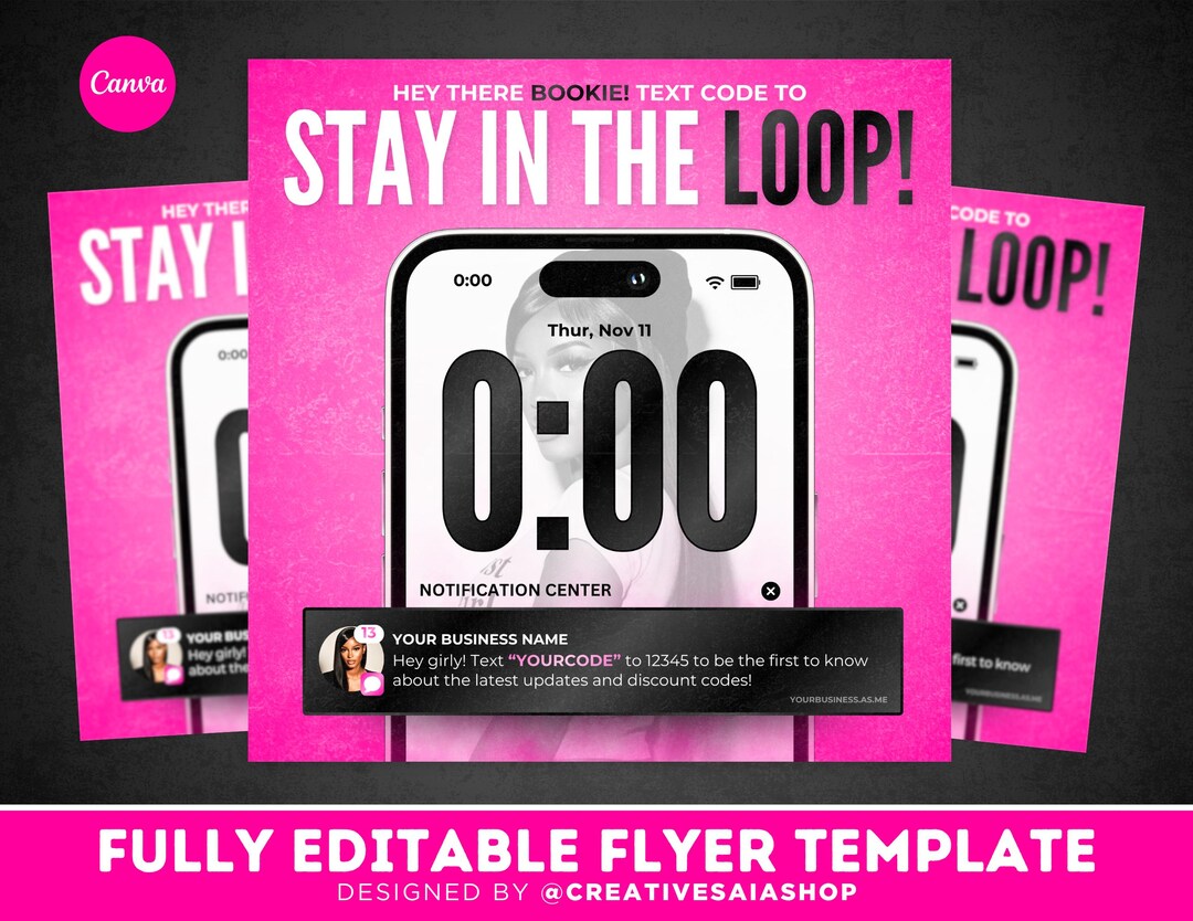 Text Alert Flyer | Customizable Business Template (canva) - Etsy