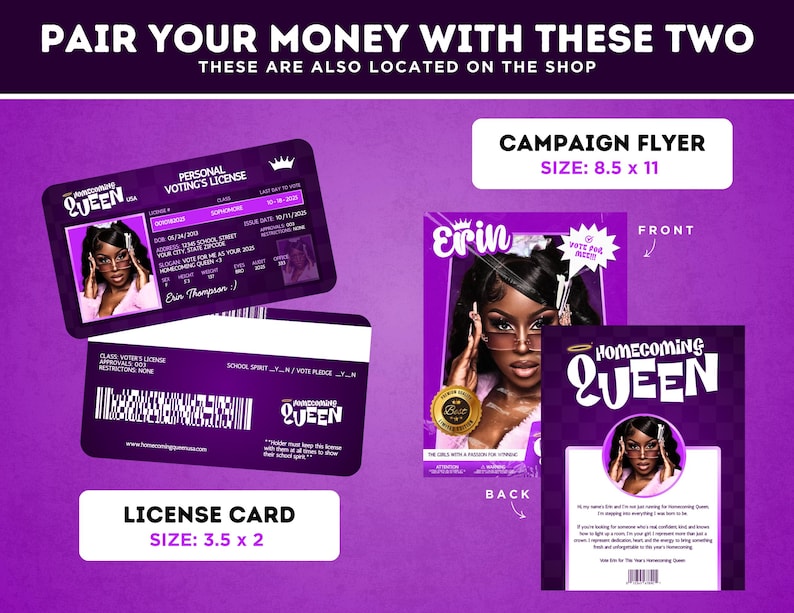 Homecoming Queen Money Campaign Template | DIY Customizable (digital ...