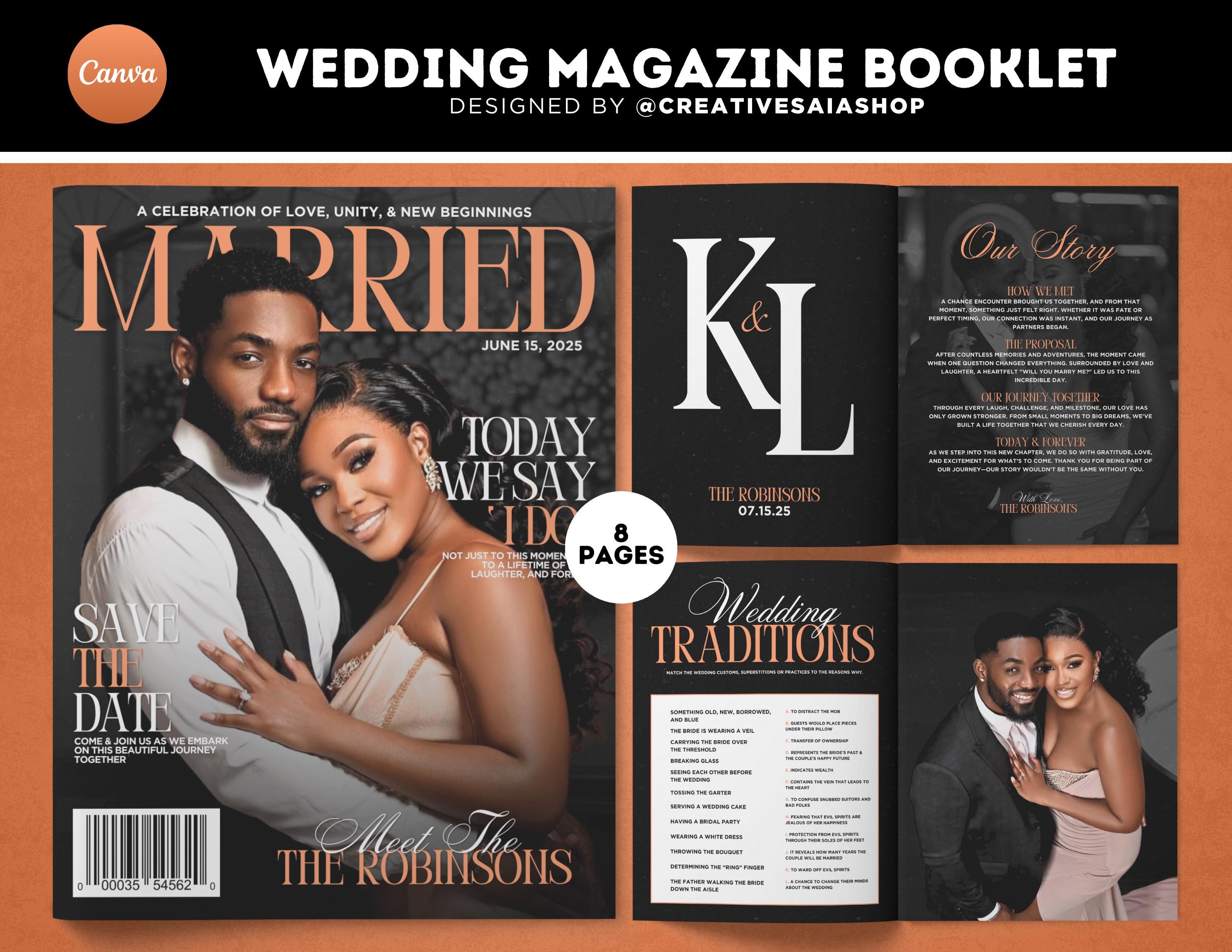 Customizable Wedding Magazine Program | 8 Page Booklet (canva Template ...
