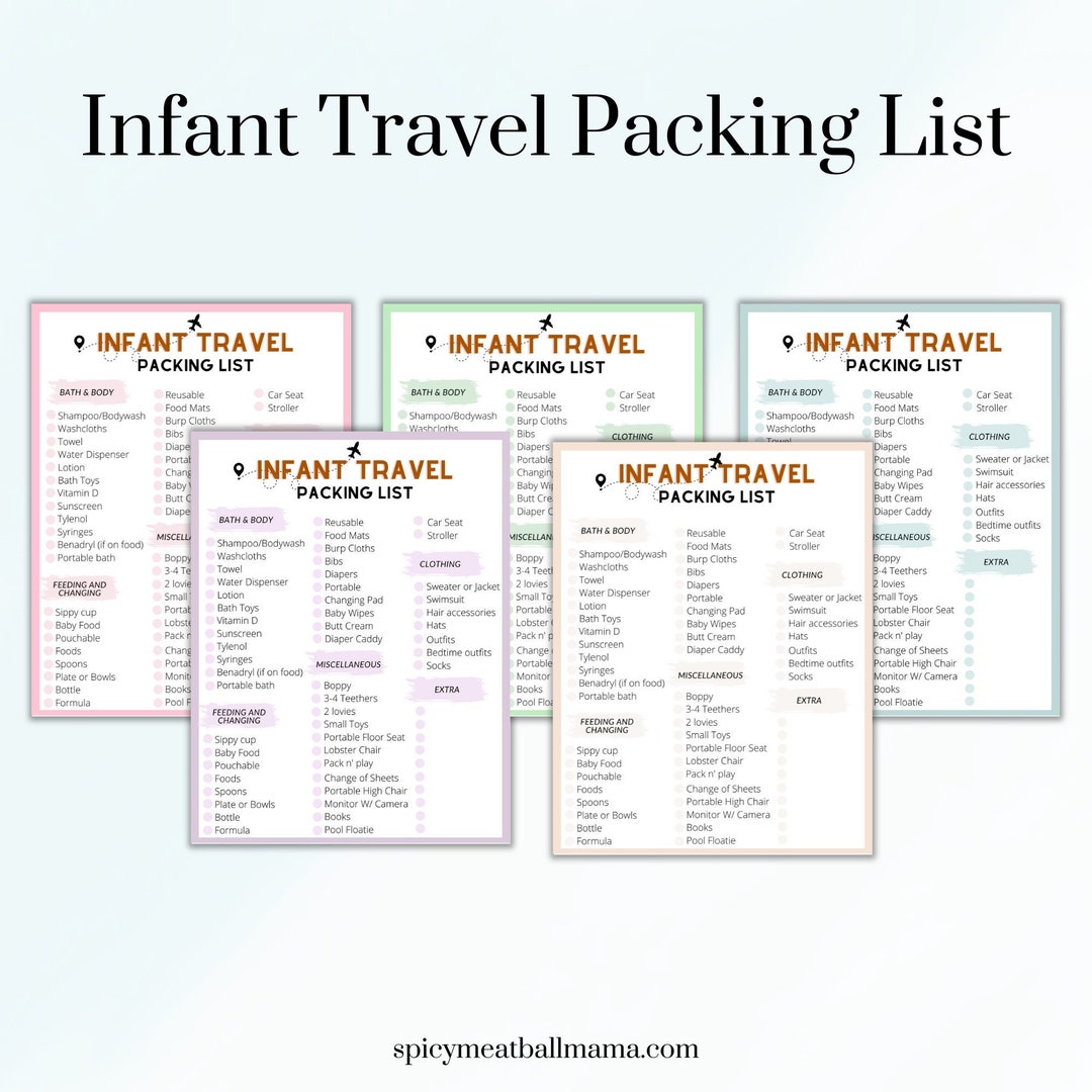 Infant Packing List, Travel List, Infant Travel, Checklist, Instant ...