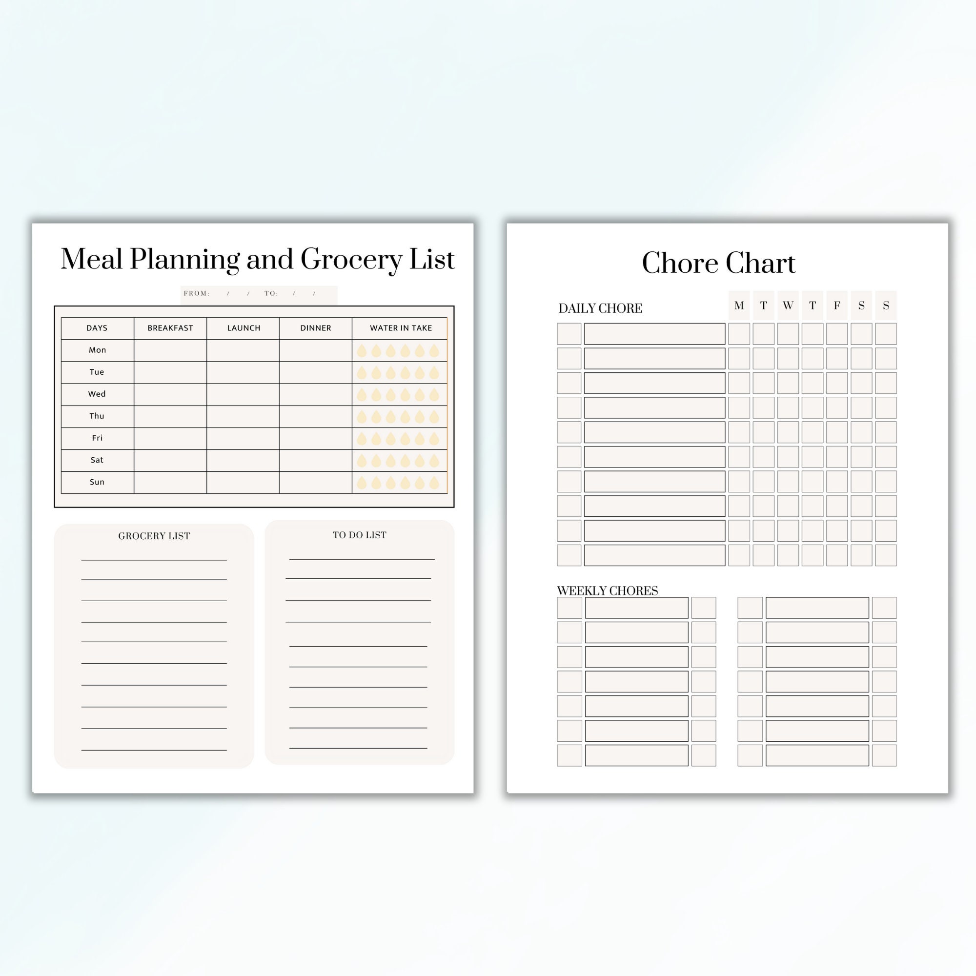 Weekly Planner Daily Planner Chore Chart Grocery List Meal - Etsy