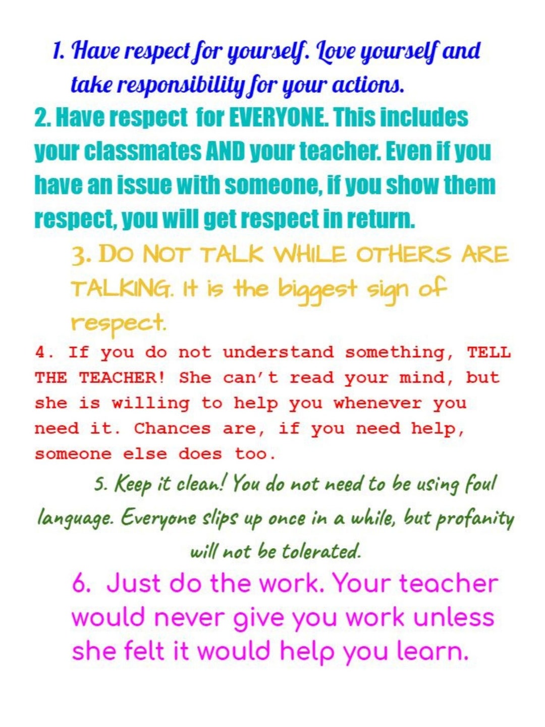 Classroom Rules Printable Poster Digital File - Etsy