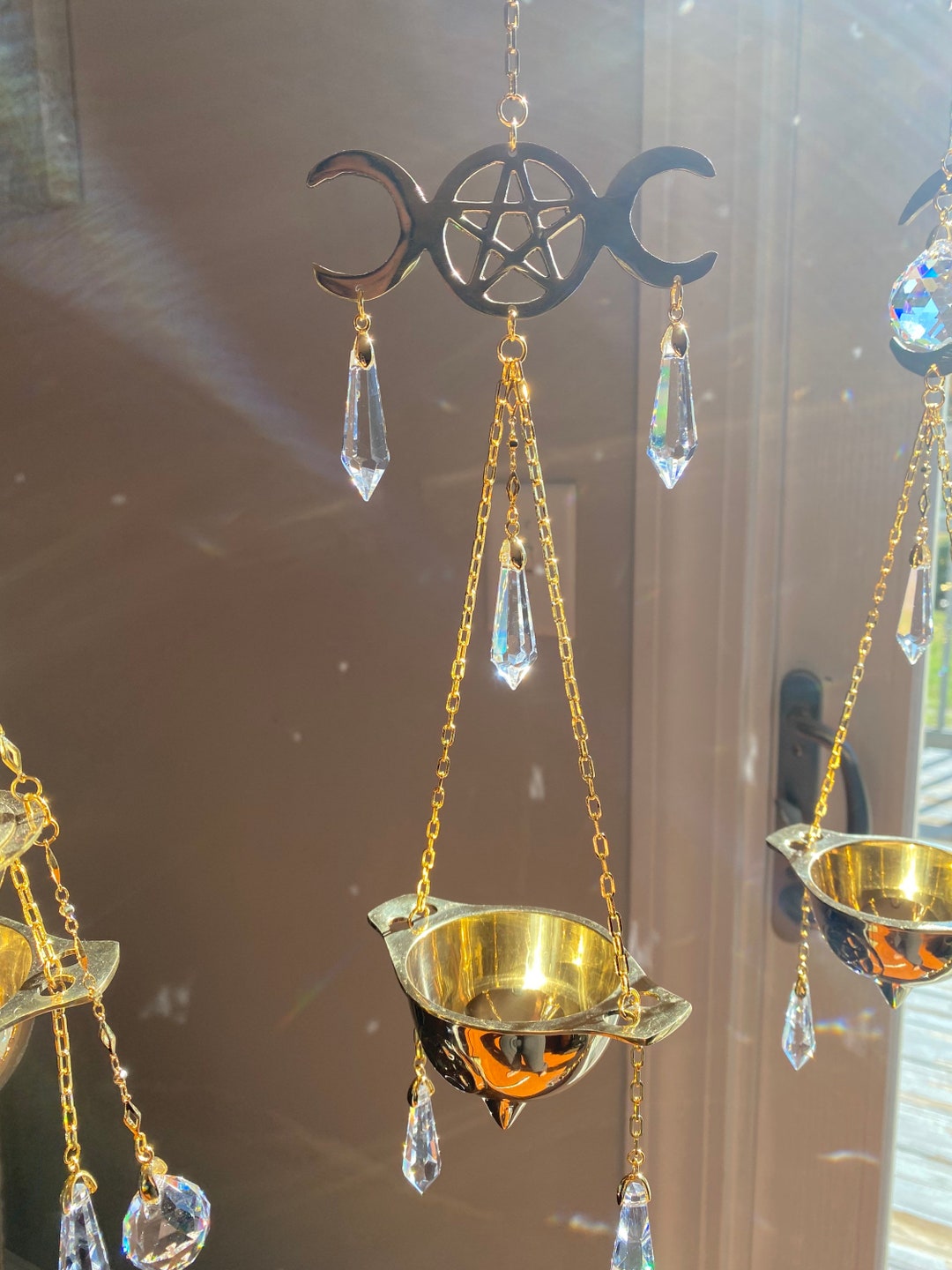 Triple Moon Crystal Cauldron Suncatcher - Etsy