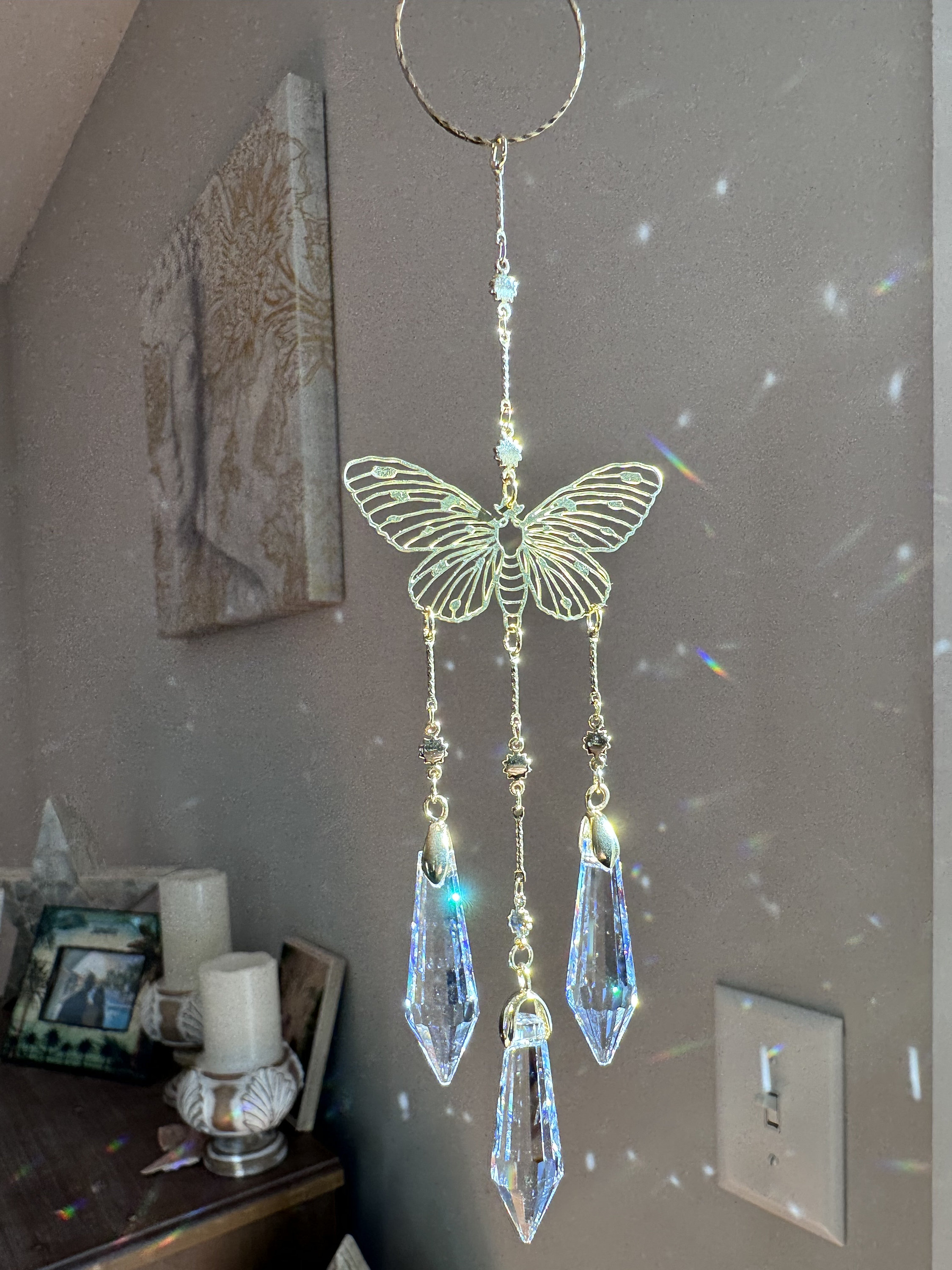 Butterfly Crystal Suncatcher With 24k Gold Plated Chains - Etsy