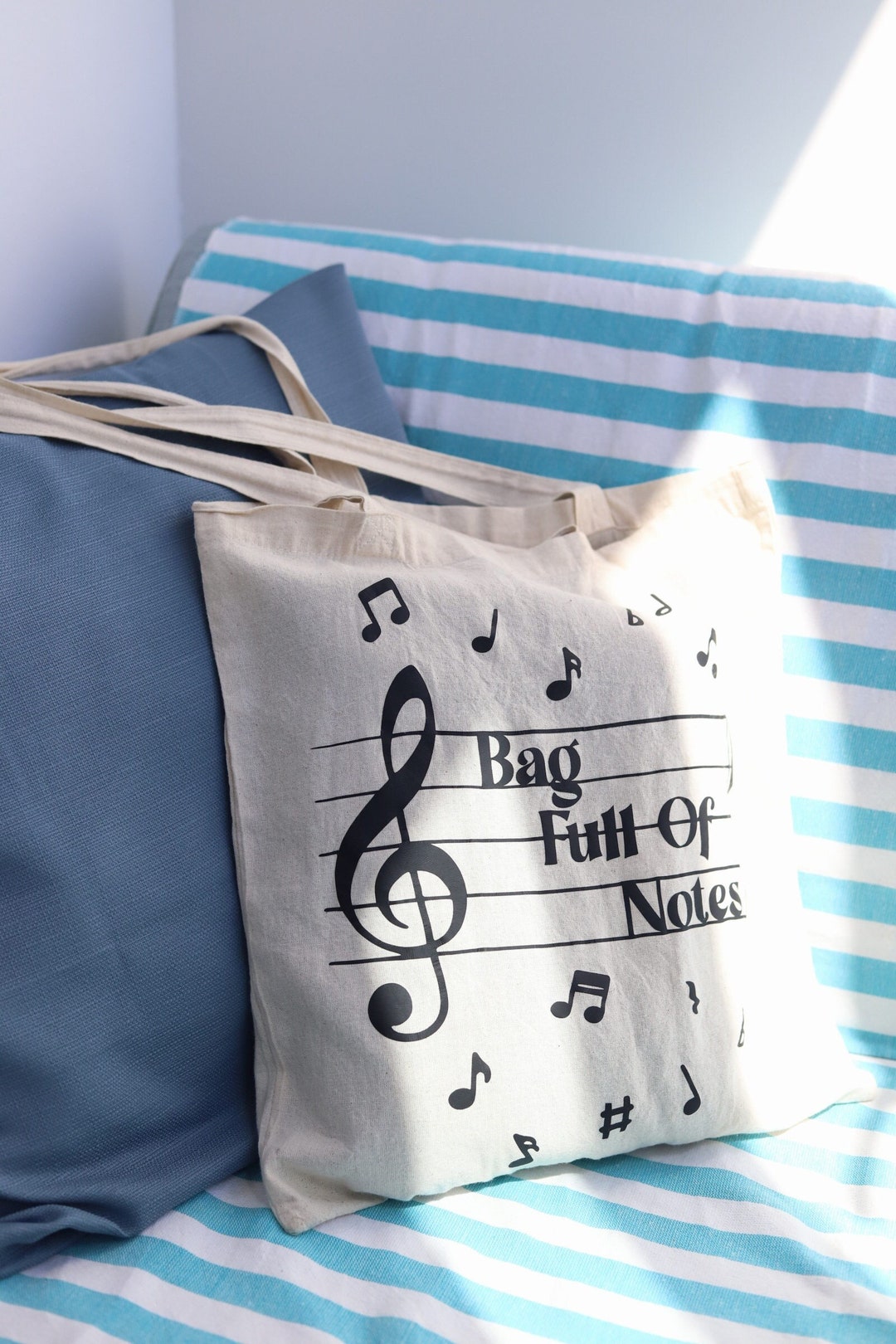 Music Tote Bag and Pencil Case Canvas Pounch Bag Full of Notes Sticky ...