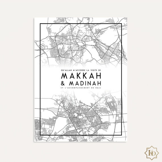 Poster Makkah Madinah Map Islamic Poster Poster Islamic - Etsy