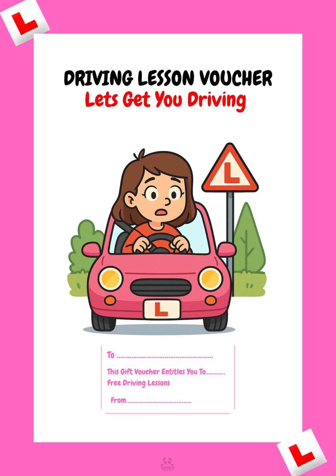 Driving Lesson Voucher (female) Lets Get You Driving - Etsy
