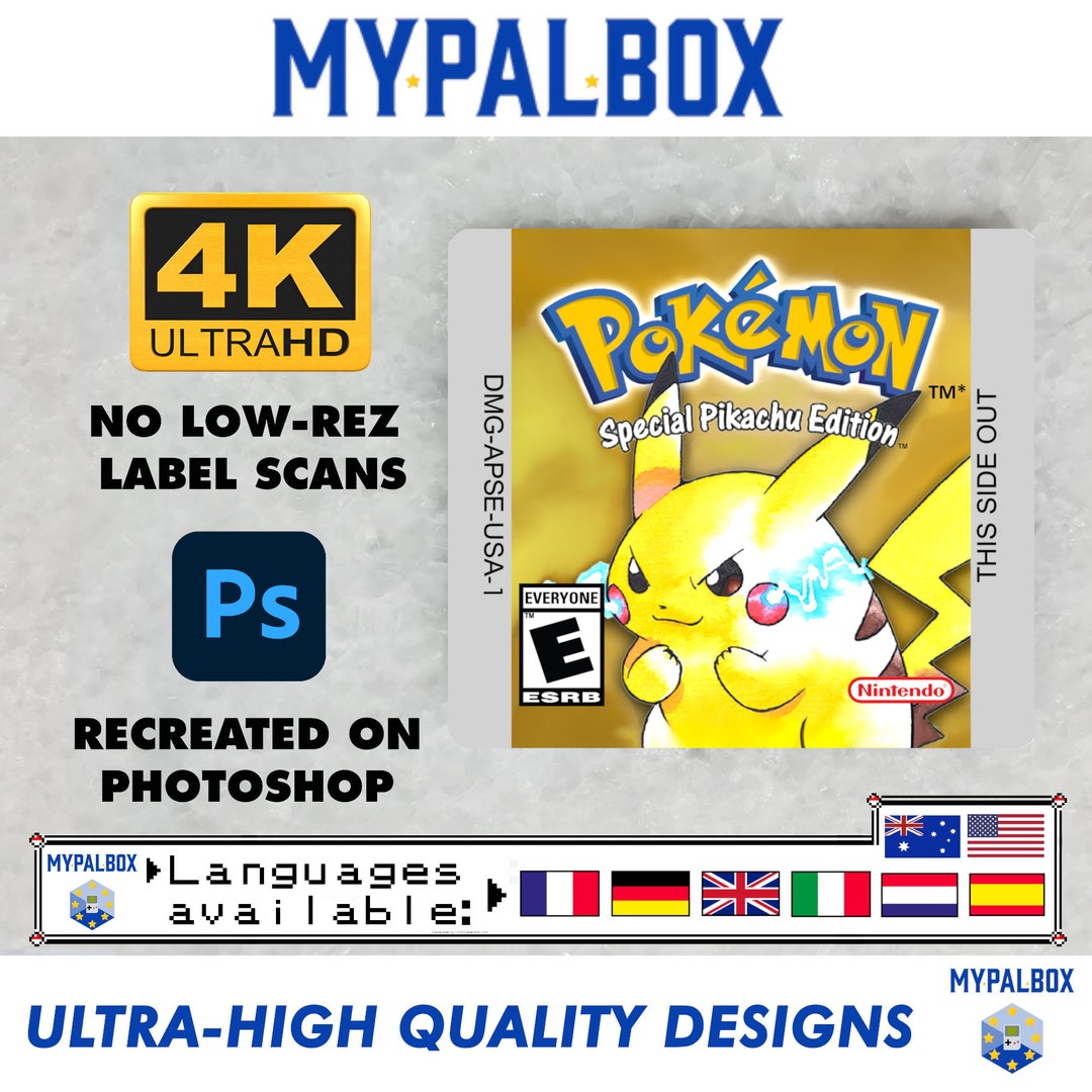 Gameboy Label for Pokémon Yellow (PAL/USA) | Highest Fidelity Available ...