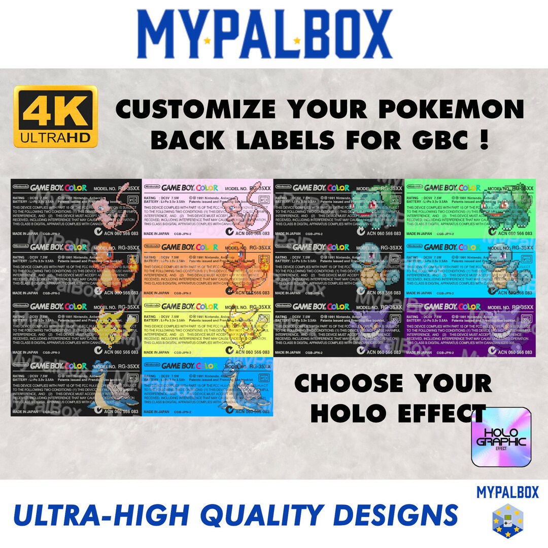 Holographic Pokémon Back Label for Gameboy Color | Custom Pokémon ...