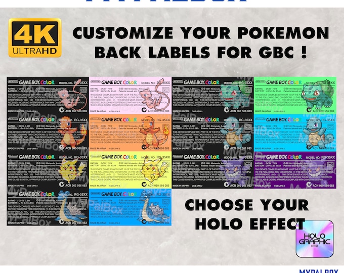 Holographic Pokémon Back Label for Gameboy Color | Custom Pokémon ...