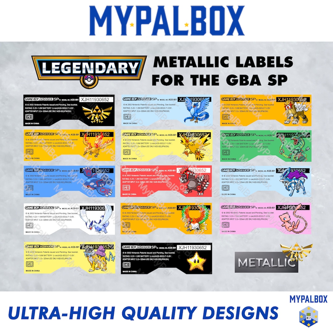 Metal Legendary Back Labels for Gameboy Advance SP | Custom Pokémon ...