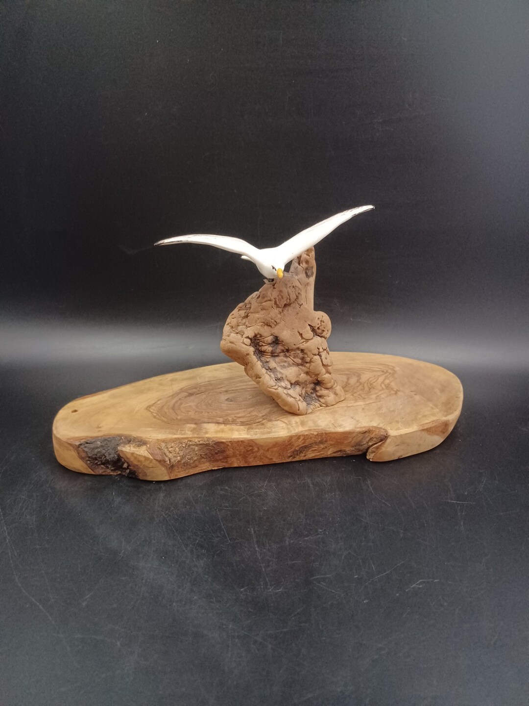 Vintage Ceramic Seagull on Burlwood Base Sculpture 5t X 5l X 3.25w - Etsy
