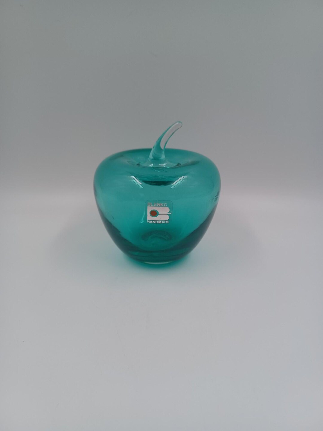Blenko Teal/aqua Glass Apple - 4.75"t X 4"l X 2"w @ Base - Etsy