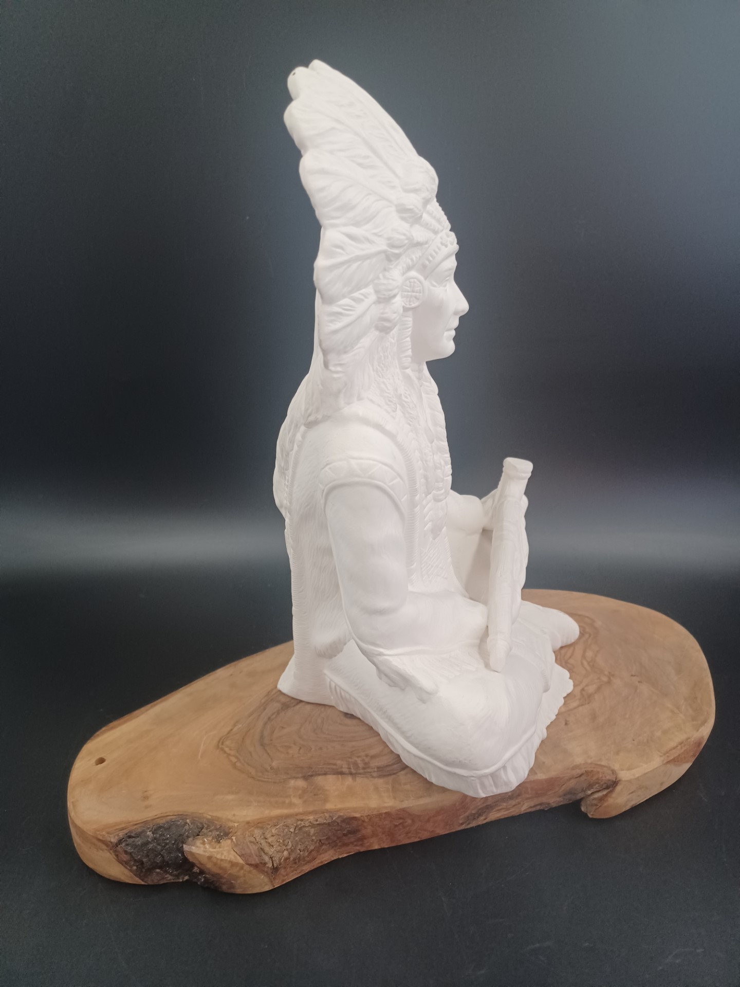 Plaster Sitting/smoking Native American Chief Sculpture - Etsy