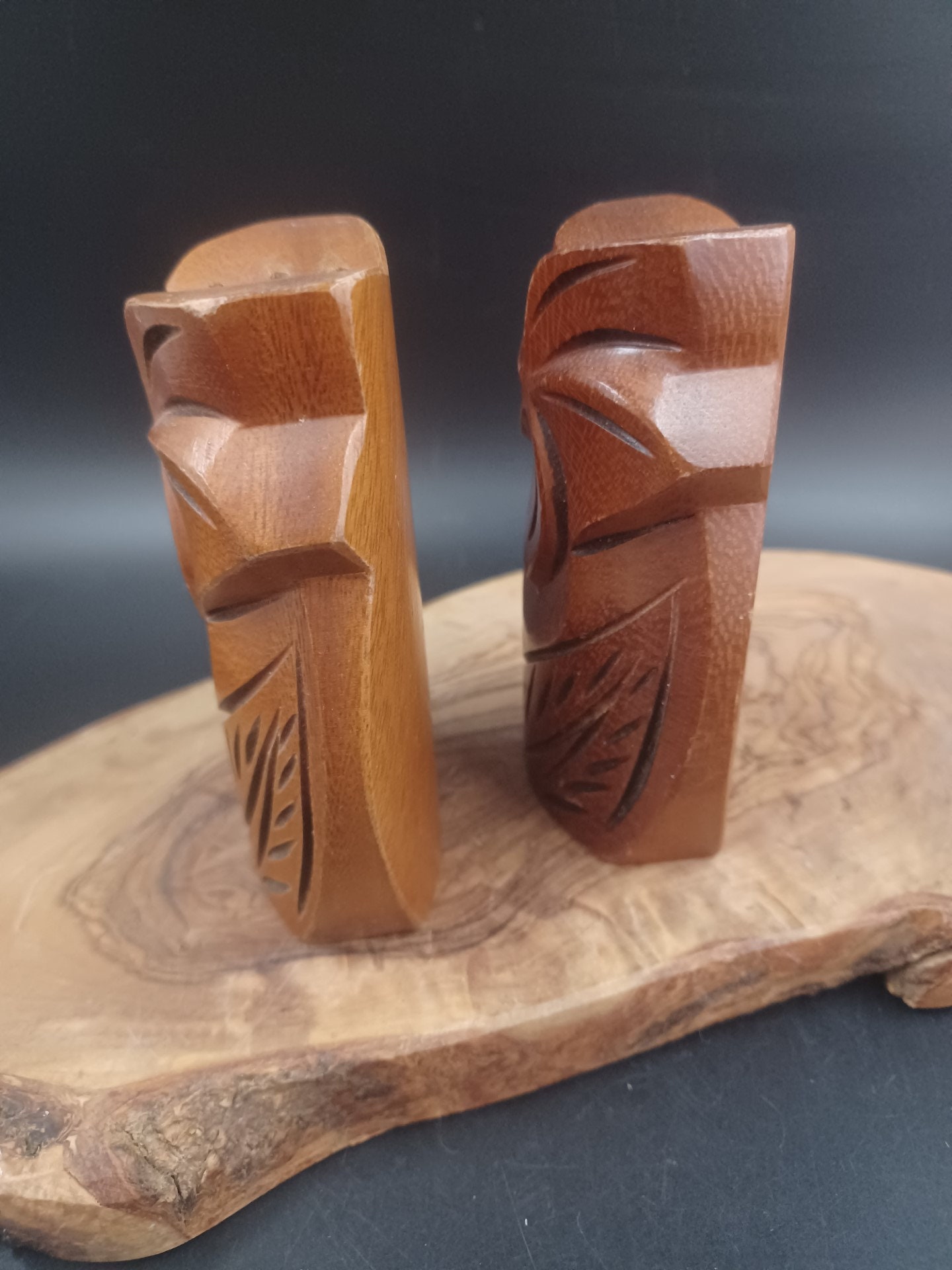 Vintage Monkey Pod Boho/mcm Salt & Pepper Shaker Set - Etsy