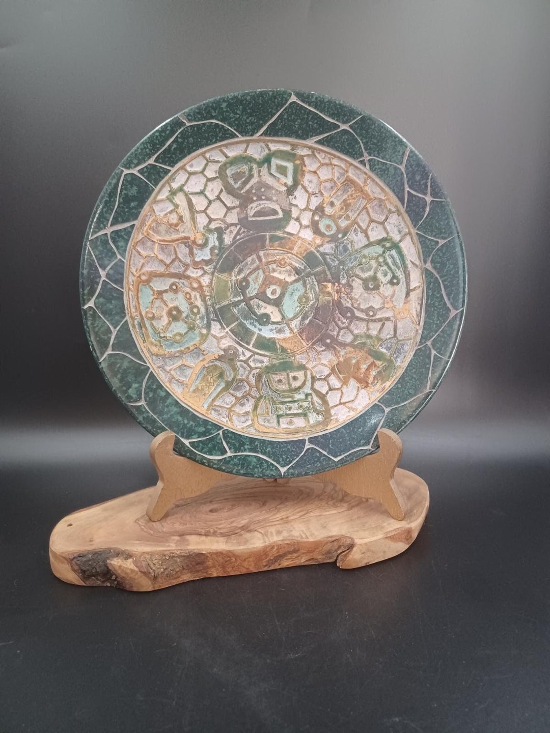 Vintage Ceramic Mayan Art Plate - 10"r (stand NOT Included) - Etsy
