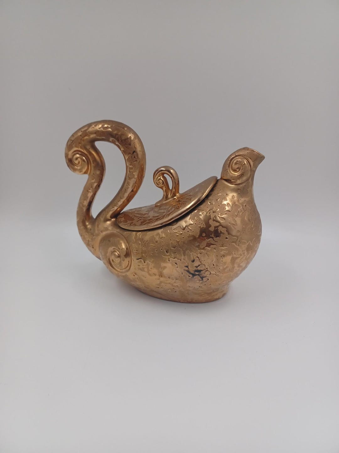 Vintage Weeping Gold Abstract Bird Pitcher/tea Pot - 7"t X 7.5"l X 4"w ...