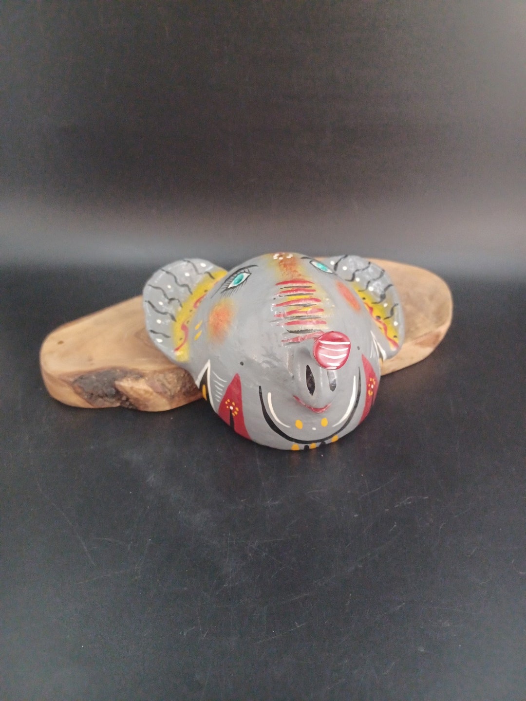 Vintage Hand Painted Mexican Folk Art Coconut Elephant Mask - Etsy