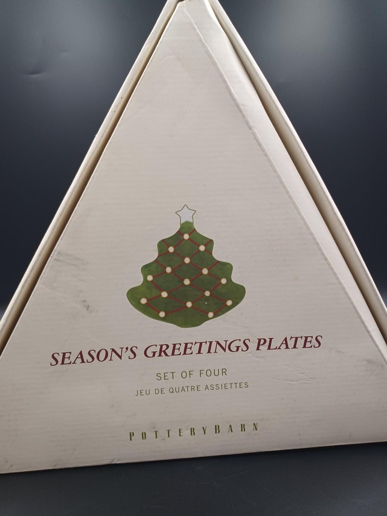 Vintage Christmas Pottery Barn Tree Plates - 4 per Set - IOB - 10.5"t X ...