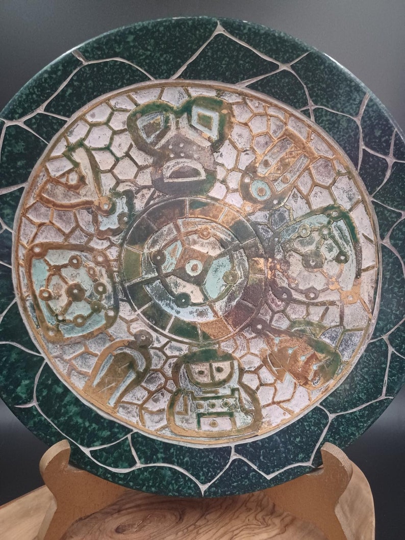 Vintage Ceramic Mayan Art Plate - 10"r (stand NOT Included) - Etsy