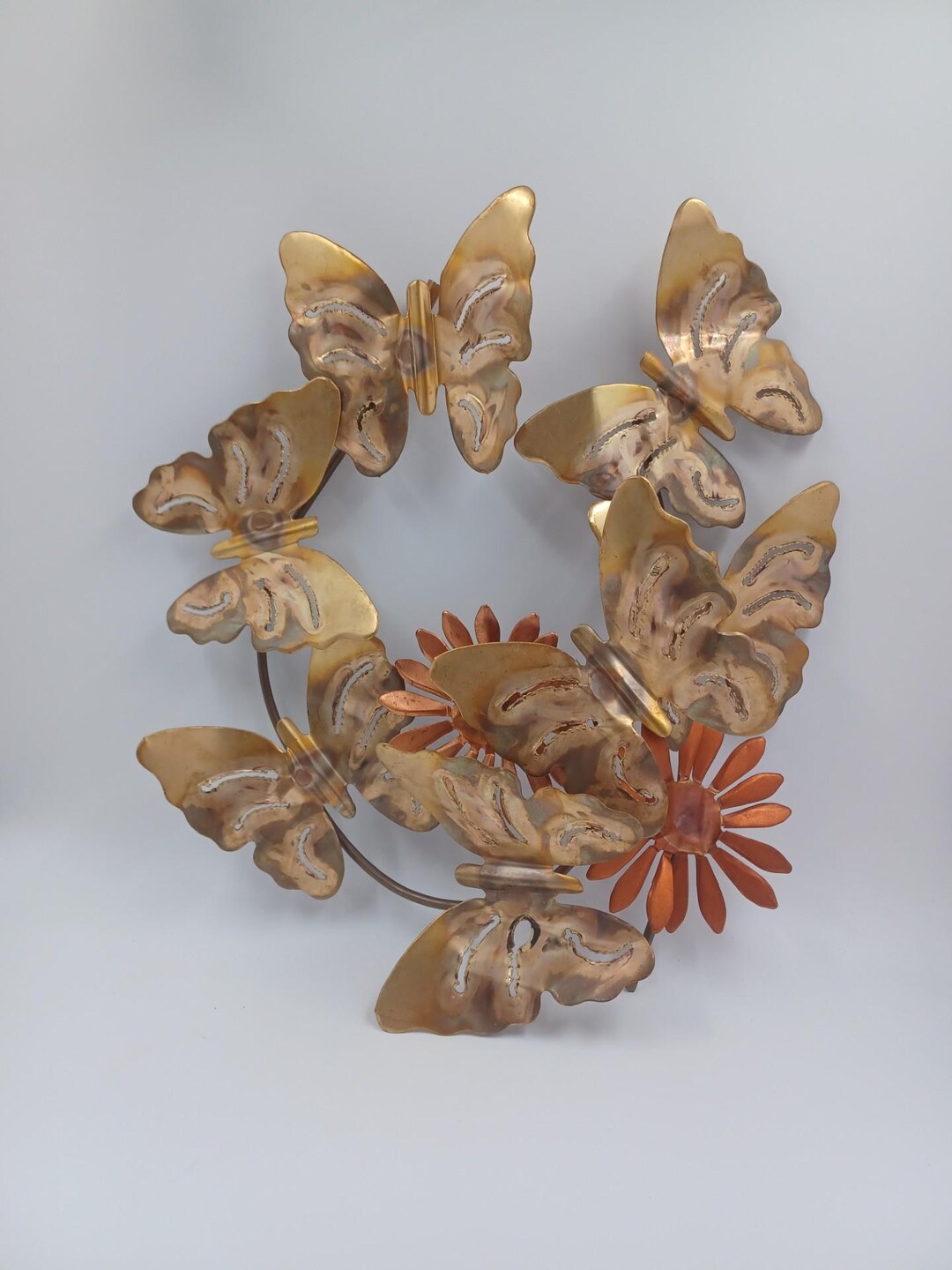 Vintage Torch Art Hanging Butterflies & Florals - 35" in Total Length X ...