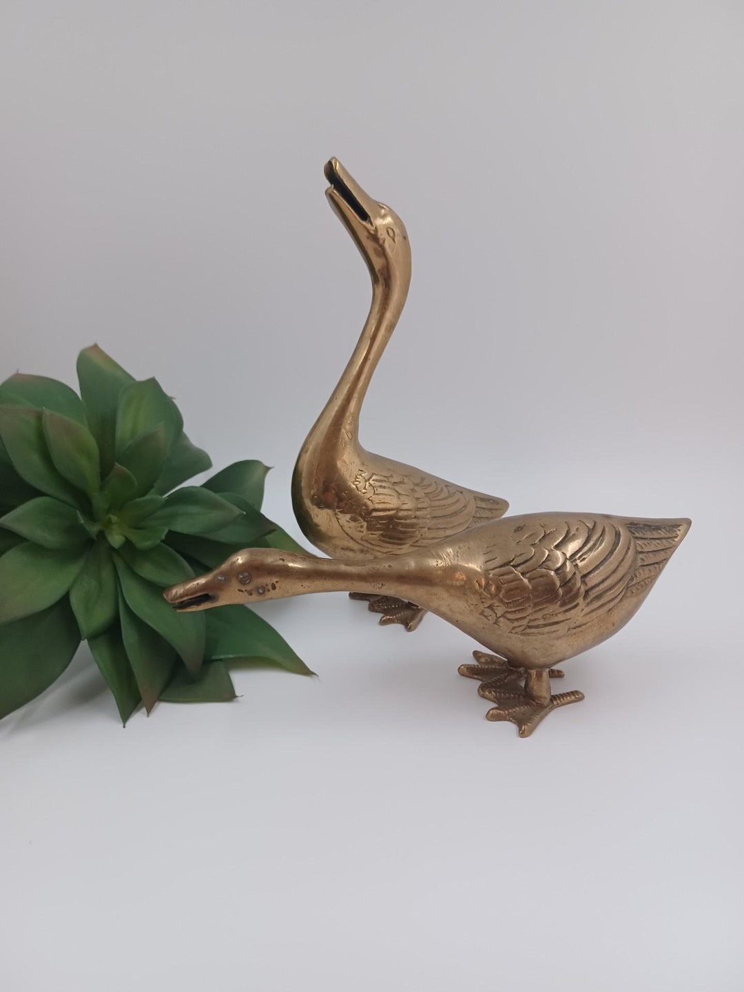 Vintage Pair of Leonard Silver Solid Brass Collection Ducks - SET OF 2 ...