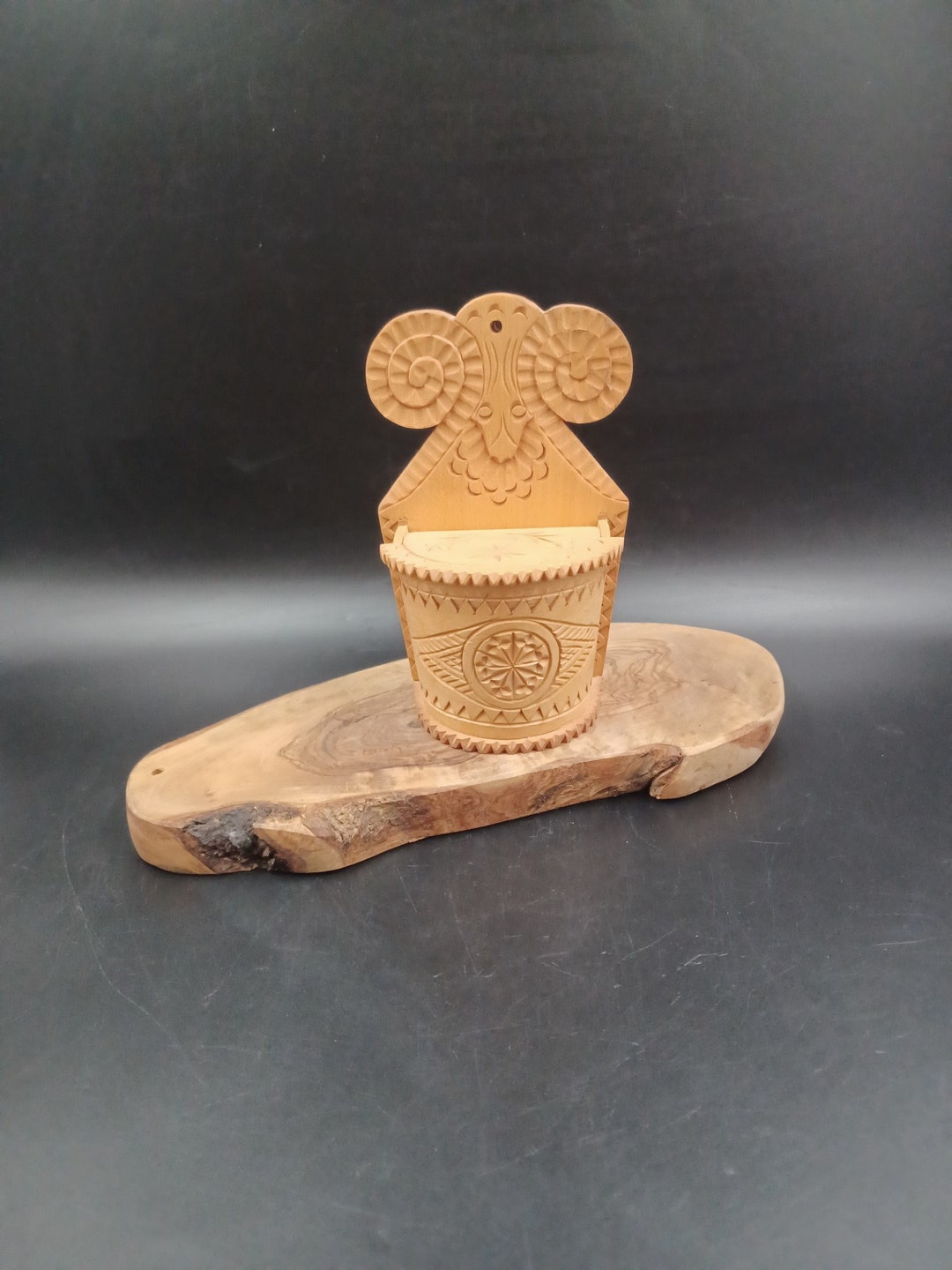 Wood Carved Ram Salt Box 6.25t X 4l X 2.5w - Etsy