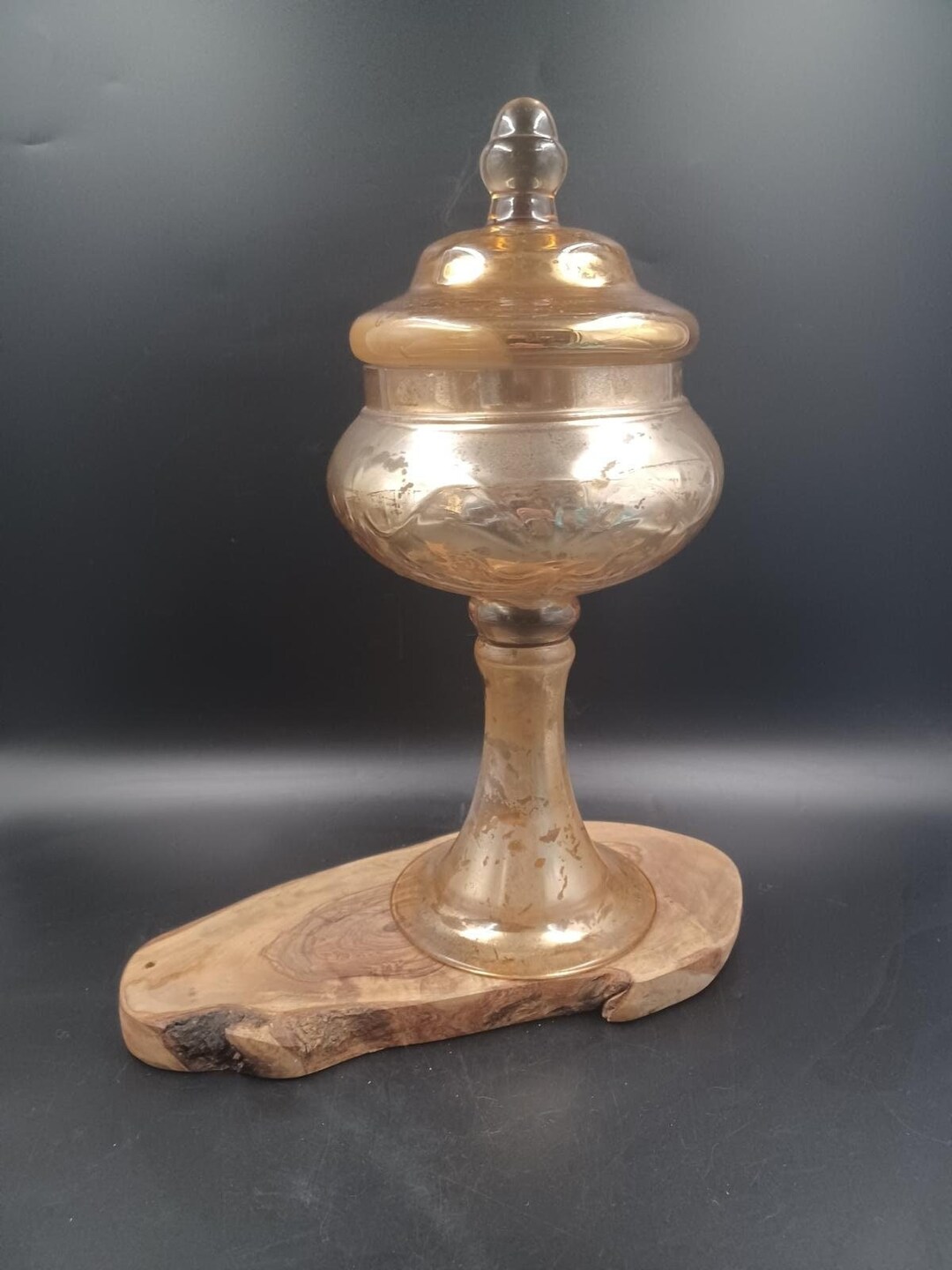 Gold Mercury Glass Lidded Apothecary Jar 13t X 6w Etsy