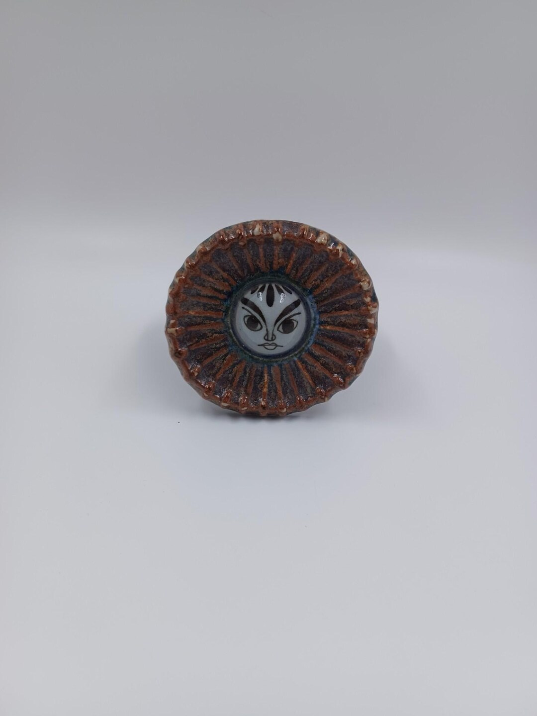 Vintage Tonala Ceramic Sun Face Belt Buckle - Unsigned - 3.25"l X 3.5"w ...