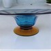 Vintage Blenko Azure/topaz Glass Footed Console Bowl 5.5t X 14l X 6.5W ...