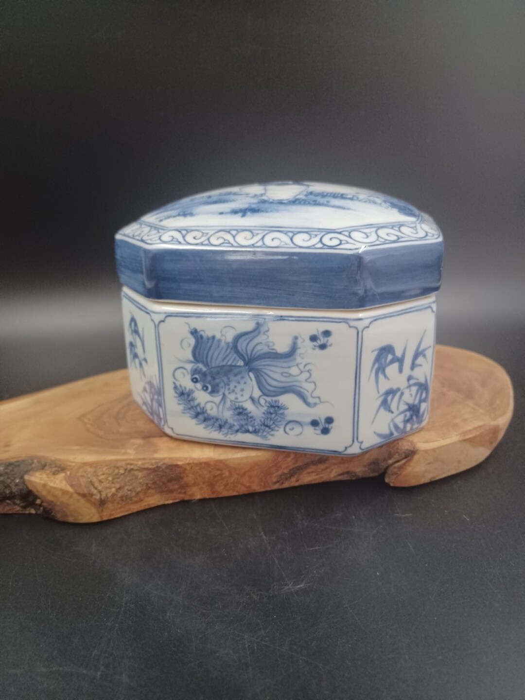Vintage Hand Painted Ceramic Chinoiserie Style Trinket Box - Thailand ...