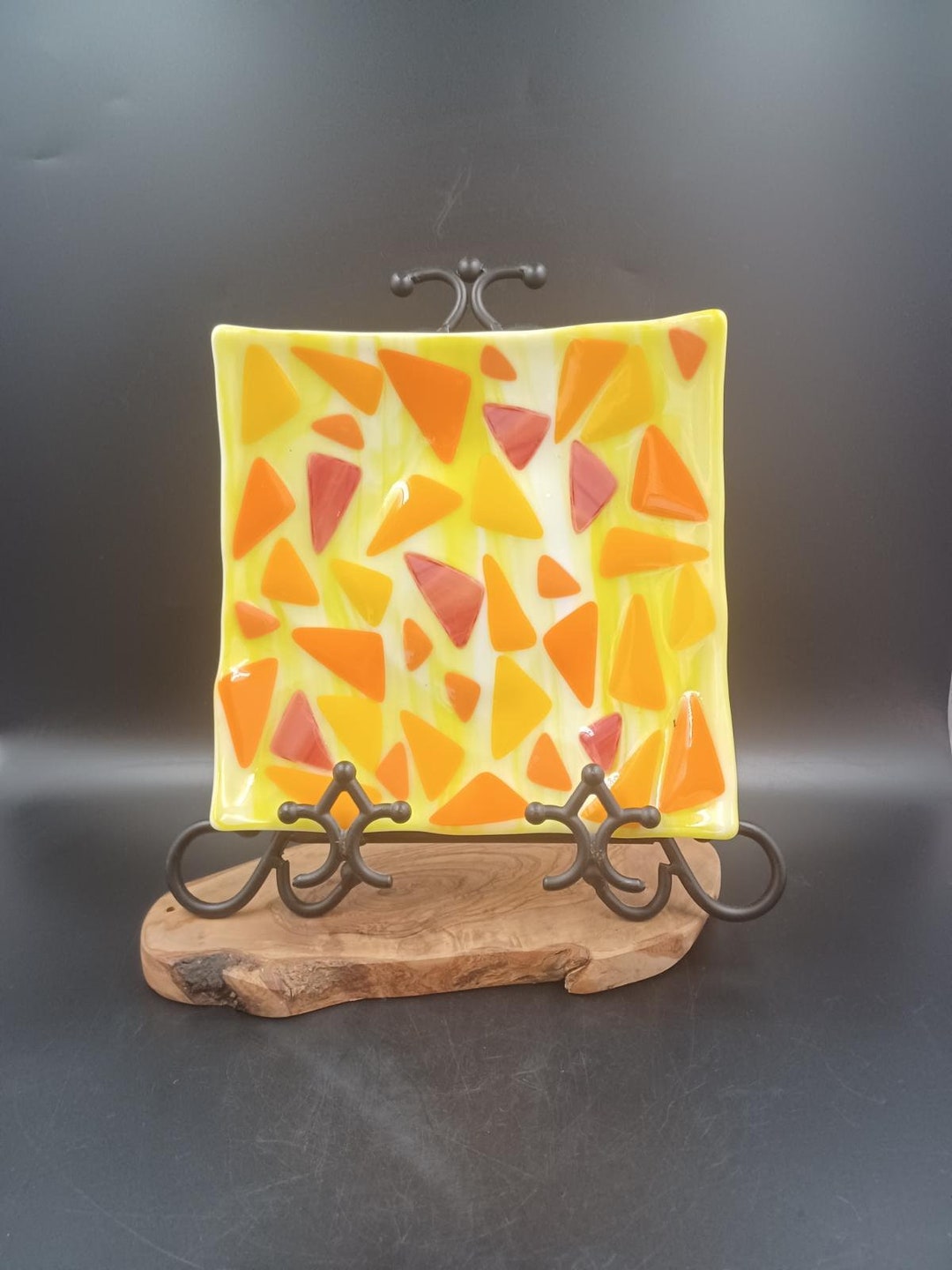 Fused Glass Plate (stand Not Included) - 8.5" Square X 1"t @ Curved ...