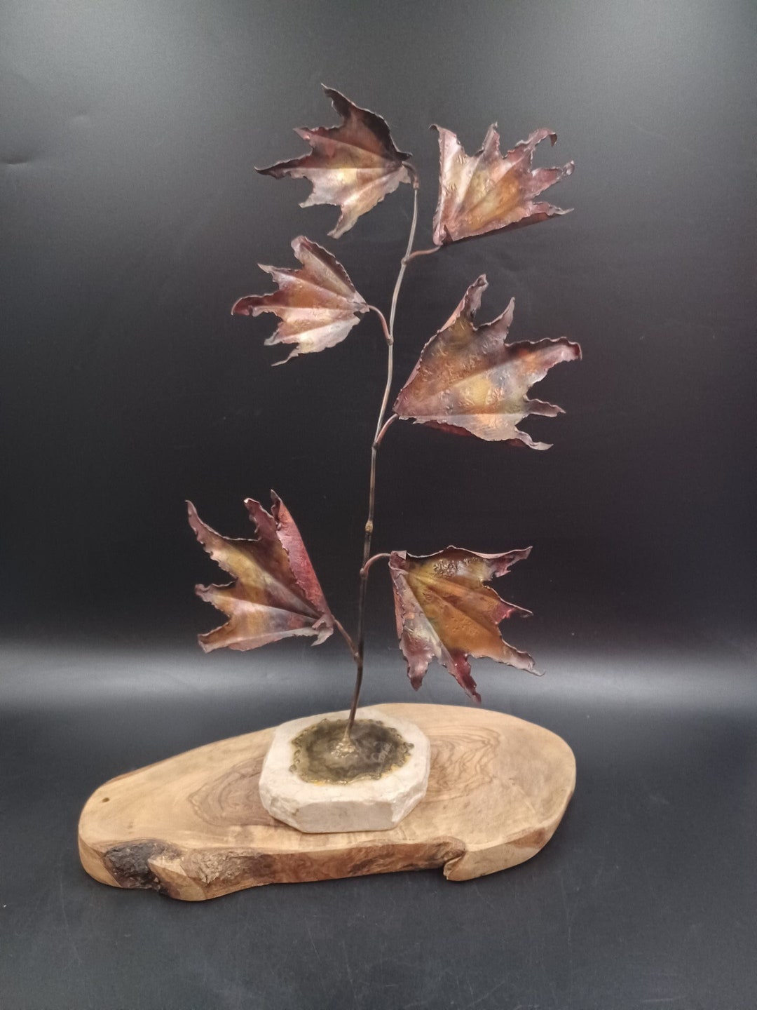 Vintage Signed Copper Leaf Sculpture - 14"t X 8"l X 3.5"w - Etsy
