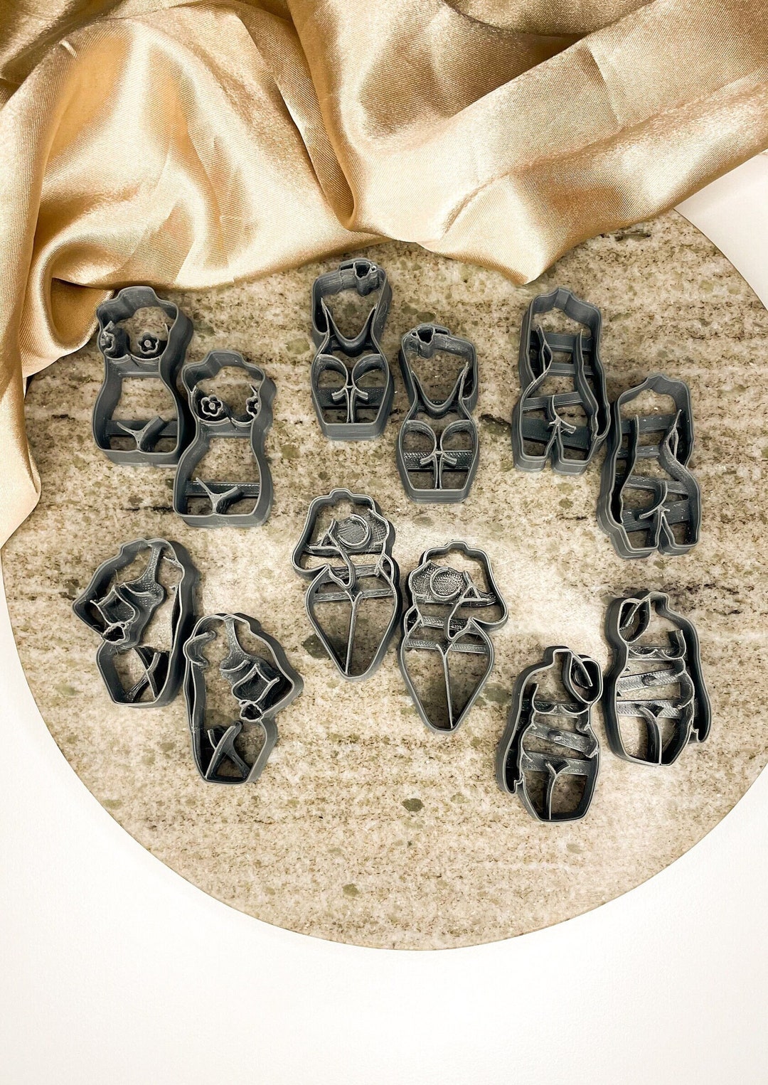 Curvy Female Bodies Polymer Clay Cutters Set, Detailed Body Contour ...