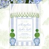 Grandmillennial Blue Ginger Jar and Bamboo Border With White Hydrangea ...