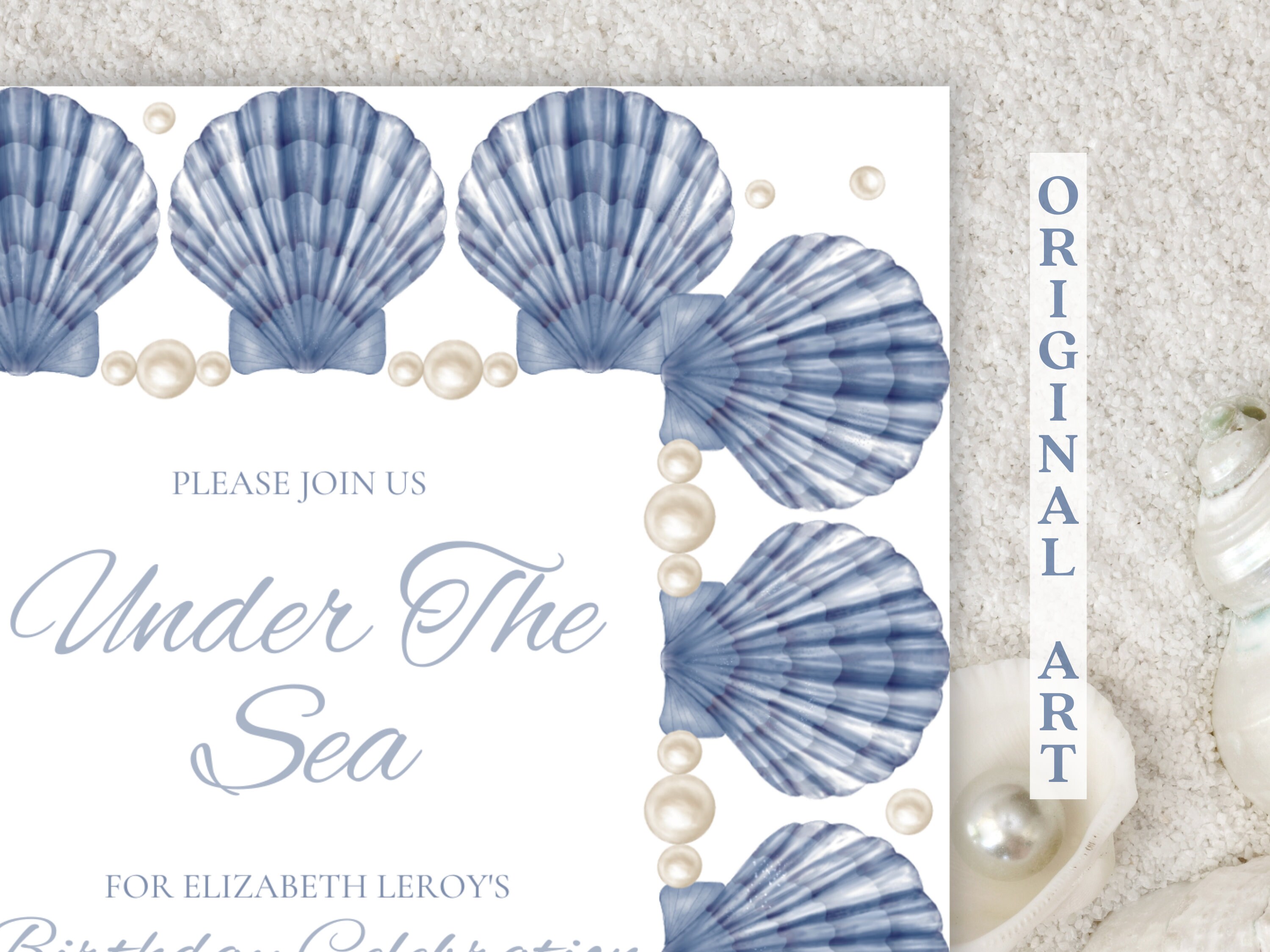 Beach Invitation Seashells Birthday Invitation Tropical Ocean Party ...