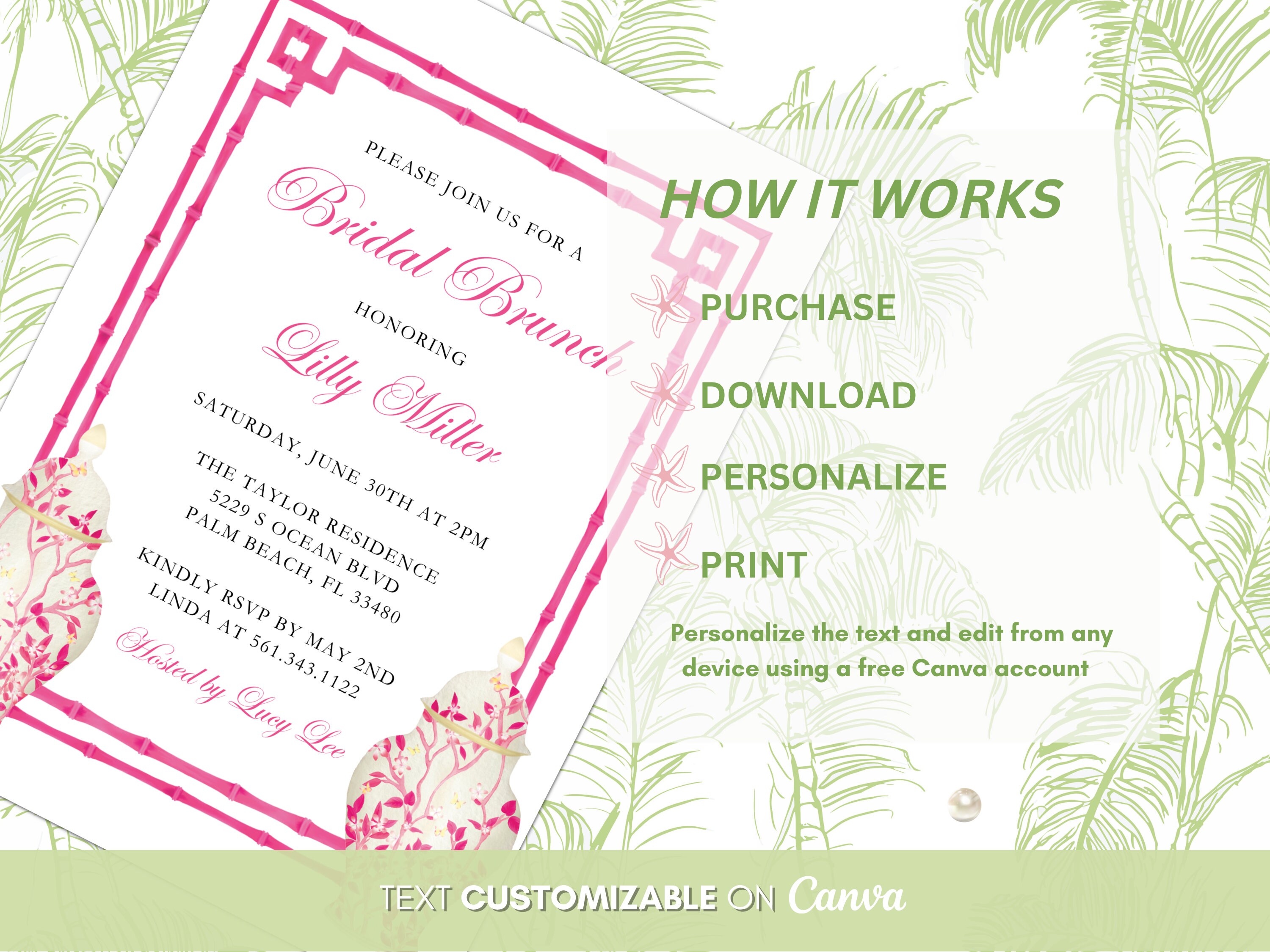 Chinoiserie Invitation Pink Ginger Jar and Bamboo Pink Invitation ...