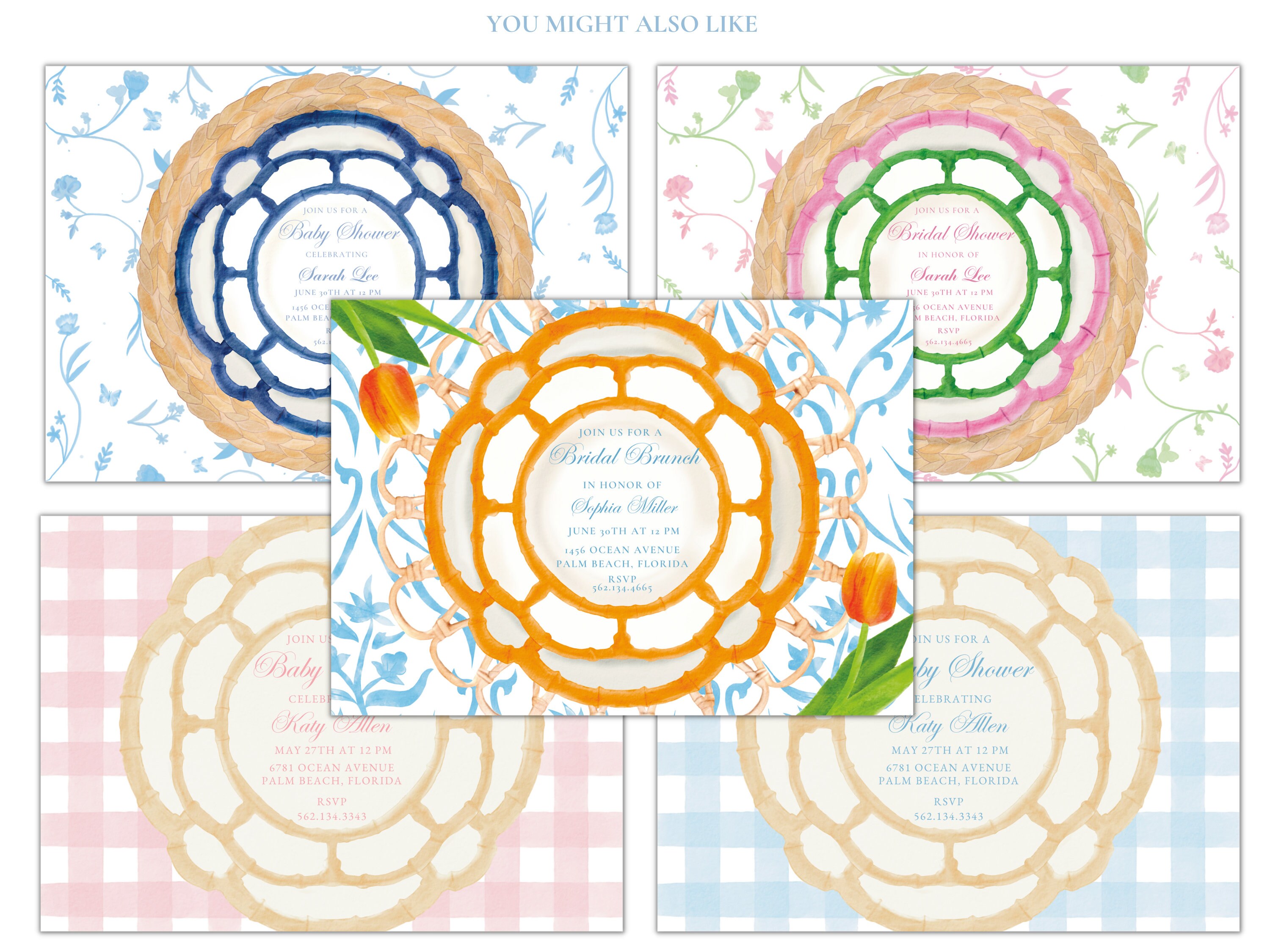 Grandmillennial Baby Blue Ginger Jar Invitation Blue Bamboo Border ...