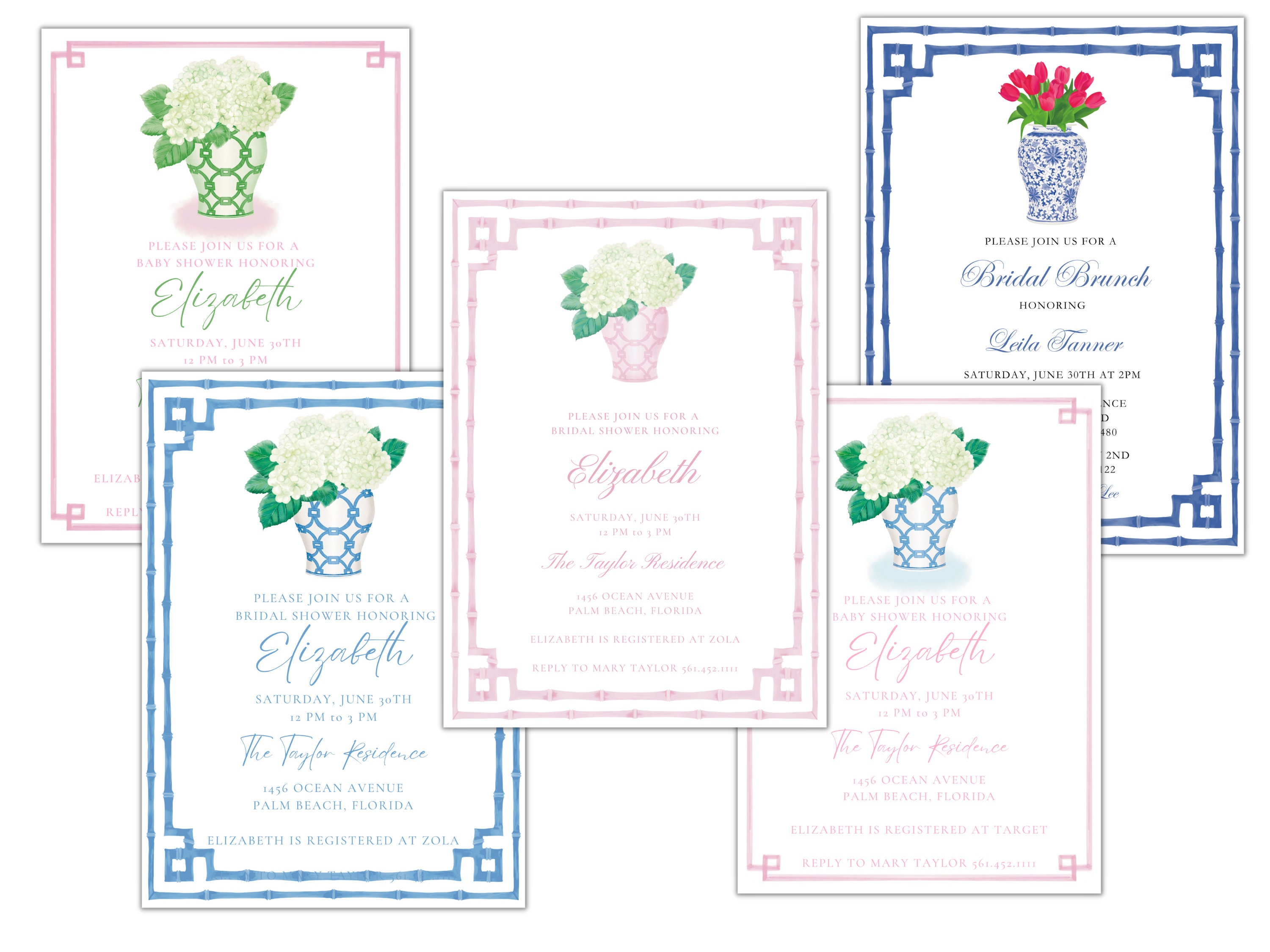 Chinoiserie Invitation Coastal Pampas Grand Millennial Neutral - Etsy
