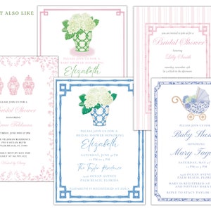 French Toile Chinoiserie Ginger Jar Invitation Ginger Jar Invitation ...