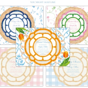 French Toile Chinoiserie Ginger Jar Invitation - Ginger Jar Invitation ...