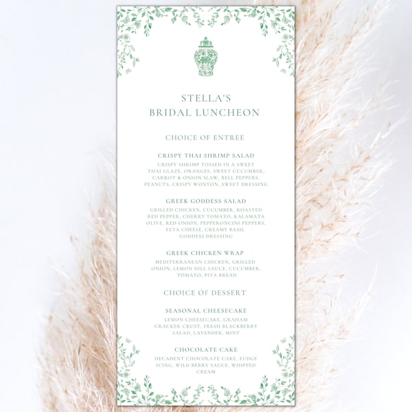 Preppy Pink and Green Tropical Palm Leaves Printable Invitation, Bridal ...