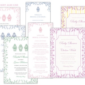 French Toile Chinoiserie Ginger Jar Invitation - Ginger Jar Invitation ...