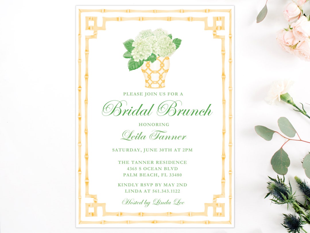 Grandmillennial Orange Ginger Jar and Bamboo Border With White ...